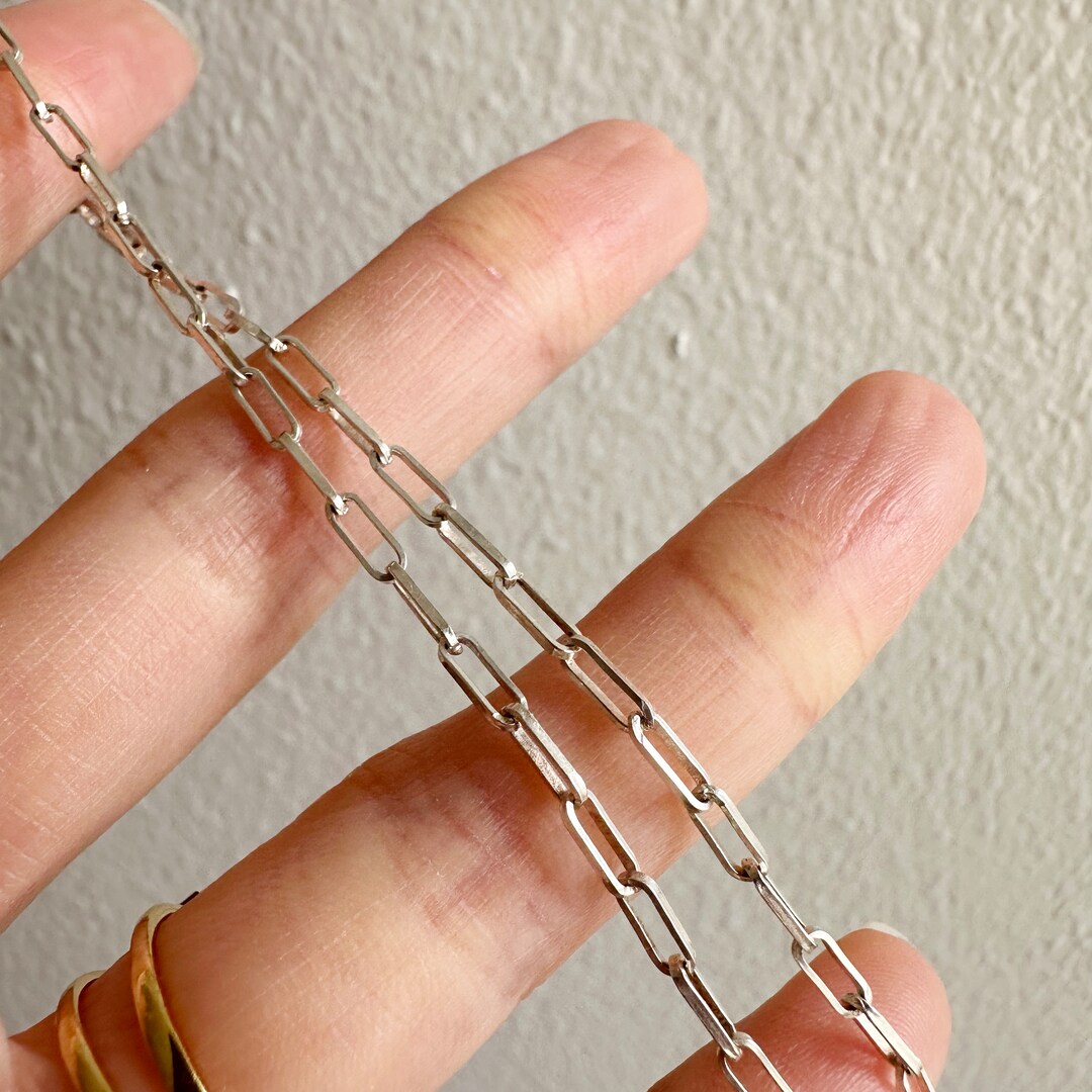 Vintage Sterling Silver Paper Clip Chain 16" Lobster Clasp - Etsy