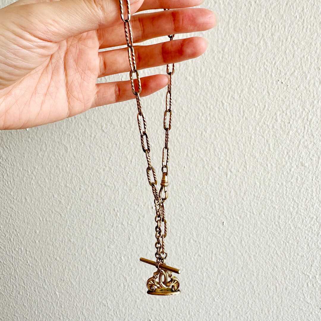 Antique Yellow Gold Filled Twisted Paperclip/trombone Fancy Link Pocket ...