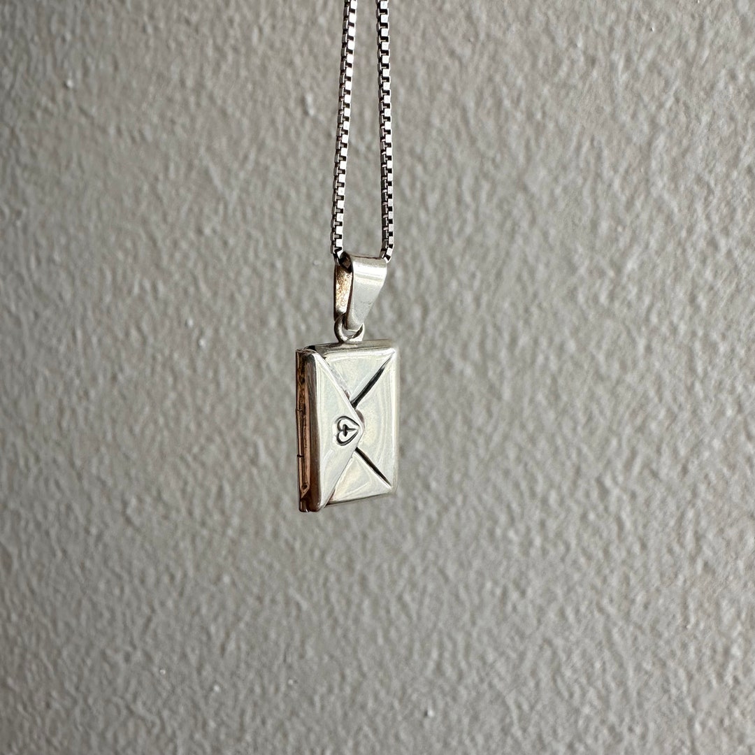 Vintage Sterling Silver Love Letter Locket With Large Bail and Paper ...