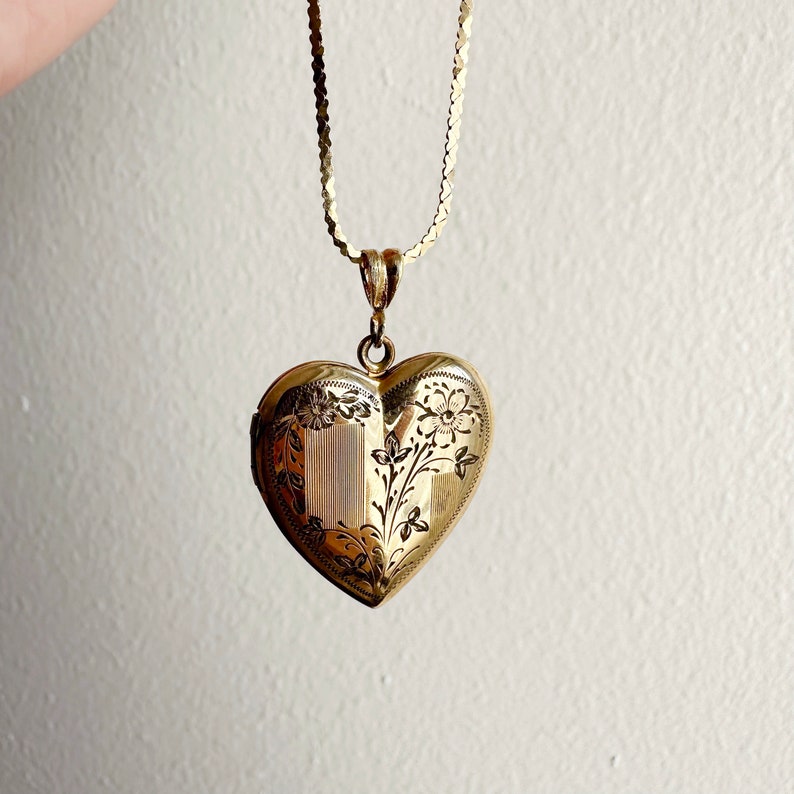 Rare Vintage Heart-shaped Gold Filled Etched Locket - Etsy
