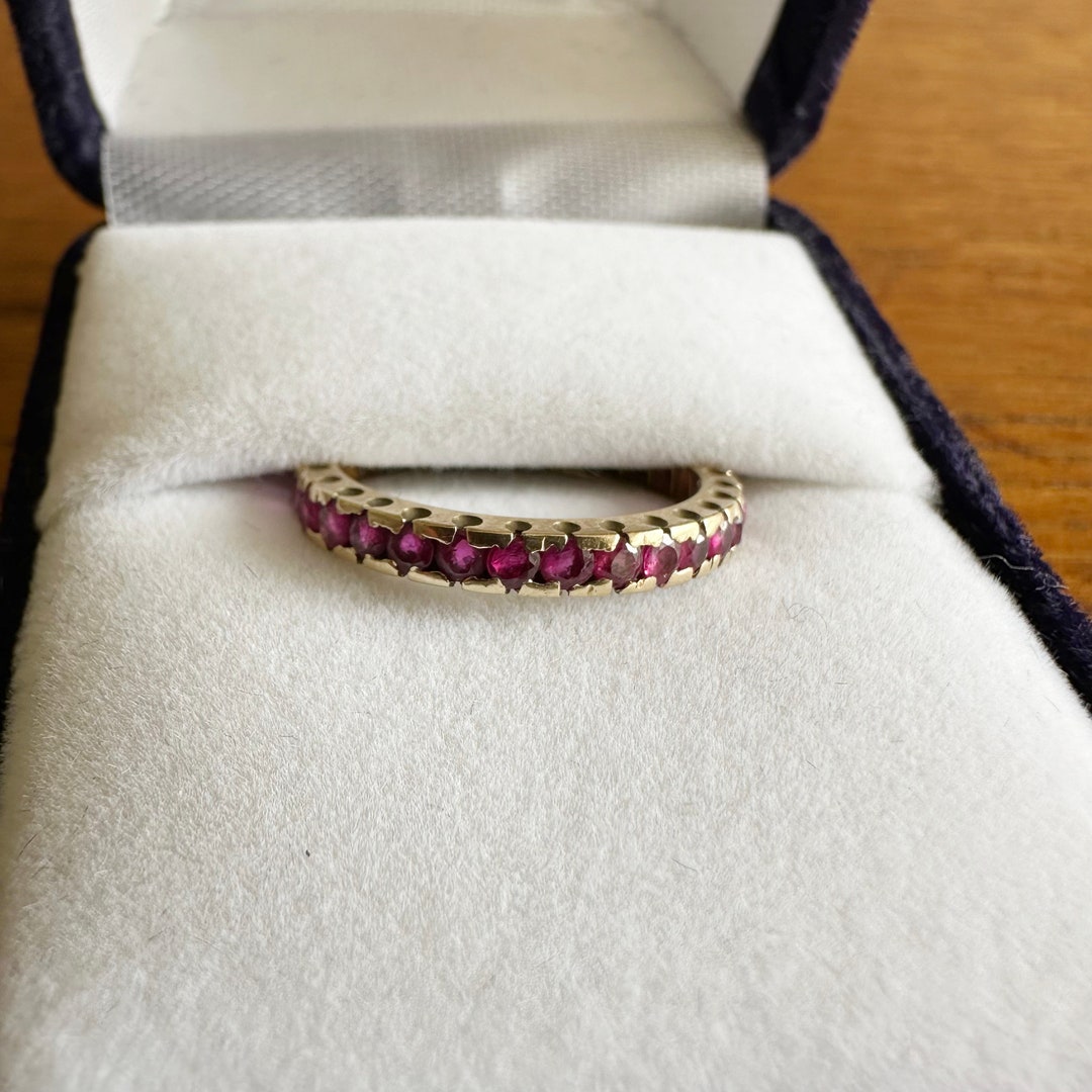 Vintage 14k Yellow Gold Ruby Eternity Band Size 5.5 - Etsy
