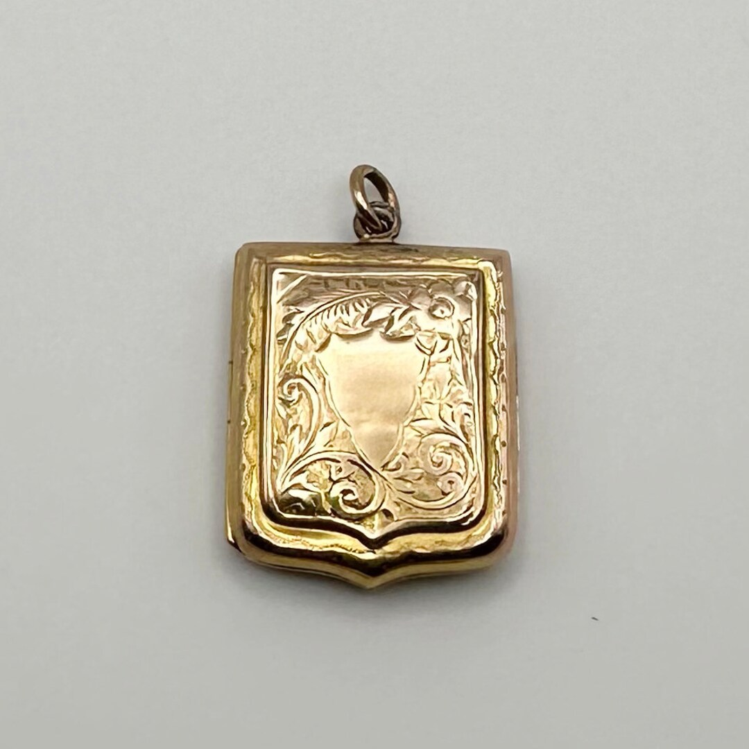 Rare Antique 9k Yellow Gold Shield Locket Style Pendant Chester ...