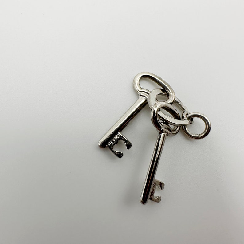 Vintage Sterling Silver Two Skeleton Key Pendant Charm - Etsy