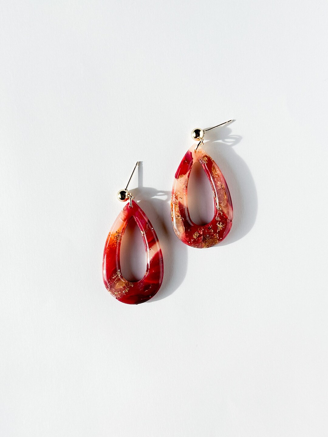 Dainty Red Polymer Clay Earrings, Lightweight Statement Jewelry ...