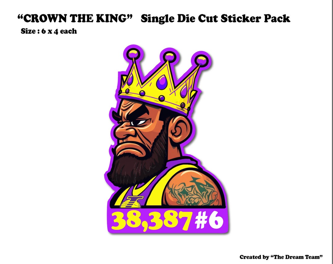 Cartoon Style Lebron James Stickers - "crown the King" NBA Basketball ...