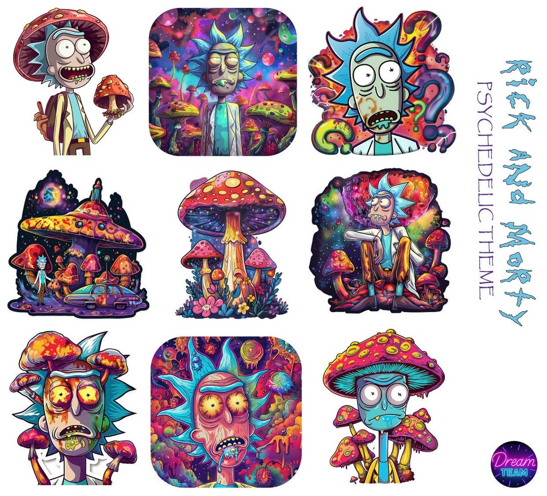 Rick and Morty, Spaceship, Aliens, Mushroom Stickers for Kids, Laptop ...