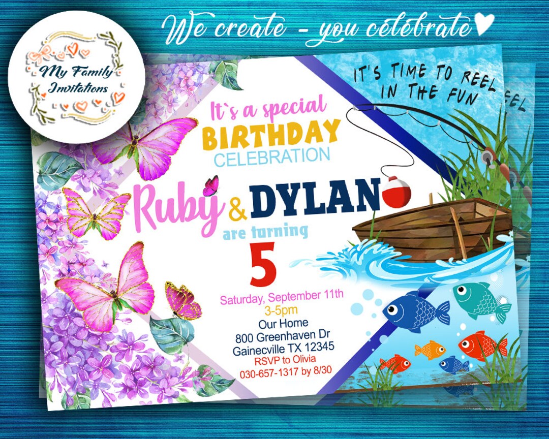Custom Invitation,sibling Birthday Invitation, Double Birthday ...