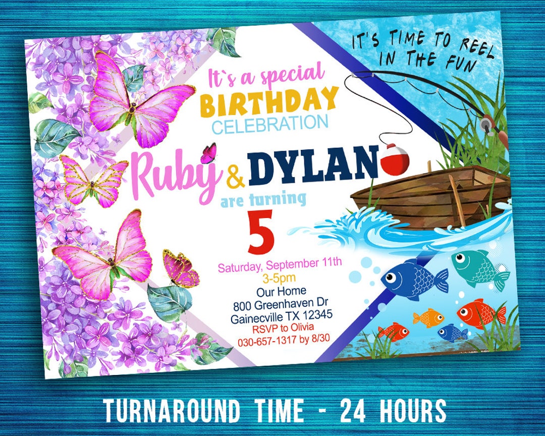 Custom Invitationsibling Birthday Invitation Double Birthday - Etsy