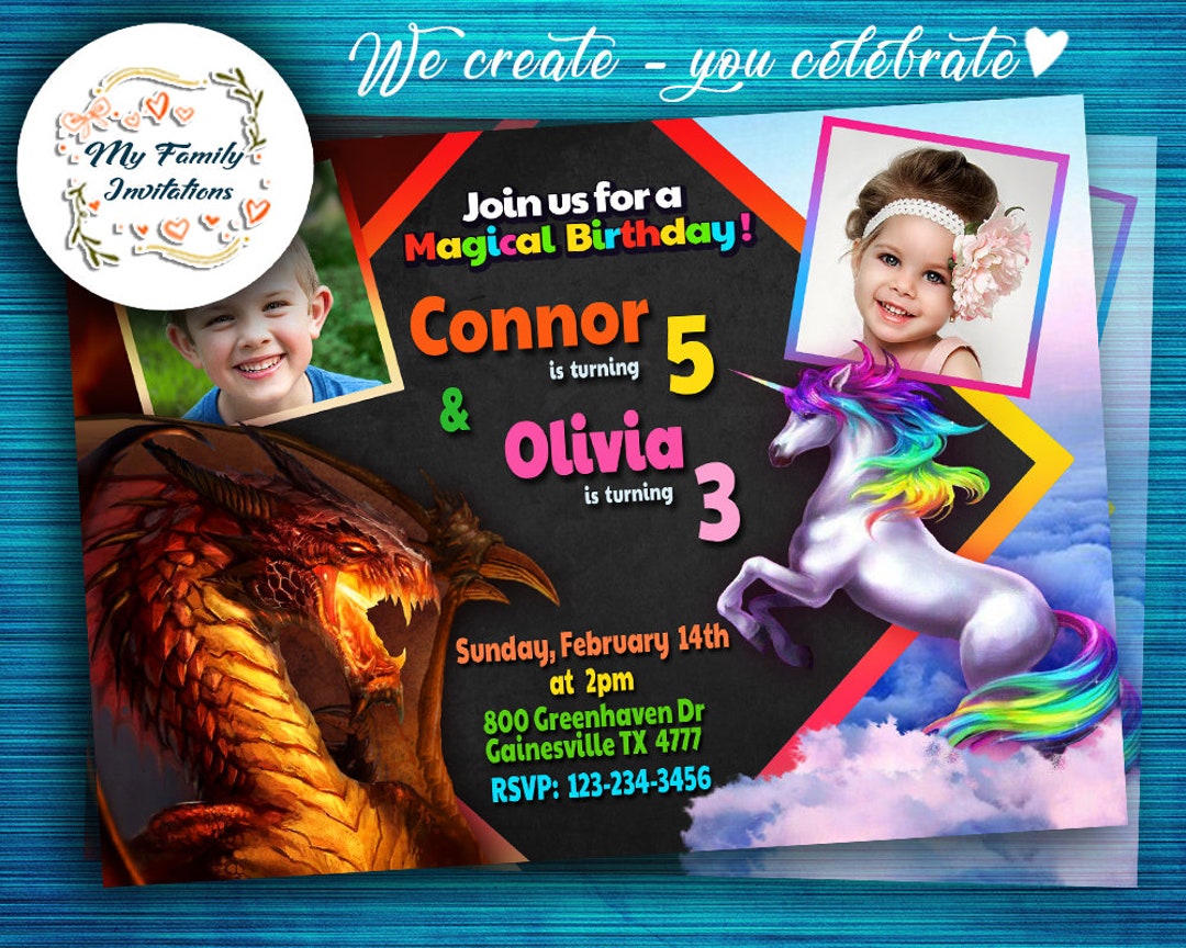 Invitación de cumpleaños de hermanos, invitación de cumpleaños doble ...