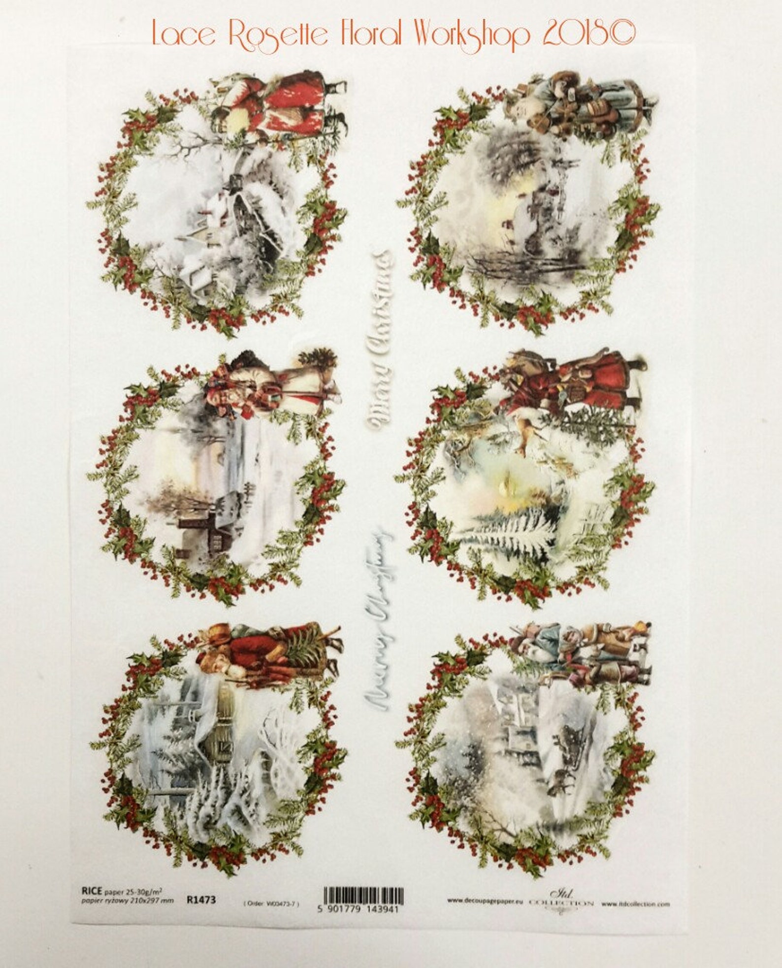 Decoupage Christmas Theme Rice Paper Sheets A4 Size 210mm X 297mm - Set ...