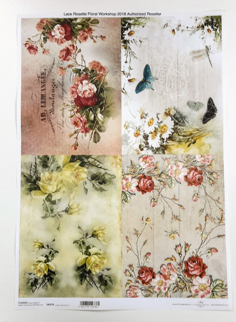 Decoupage Classic Rice Paper Sheets A3 Size (297mm X 400mm) - Set 2 ...