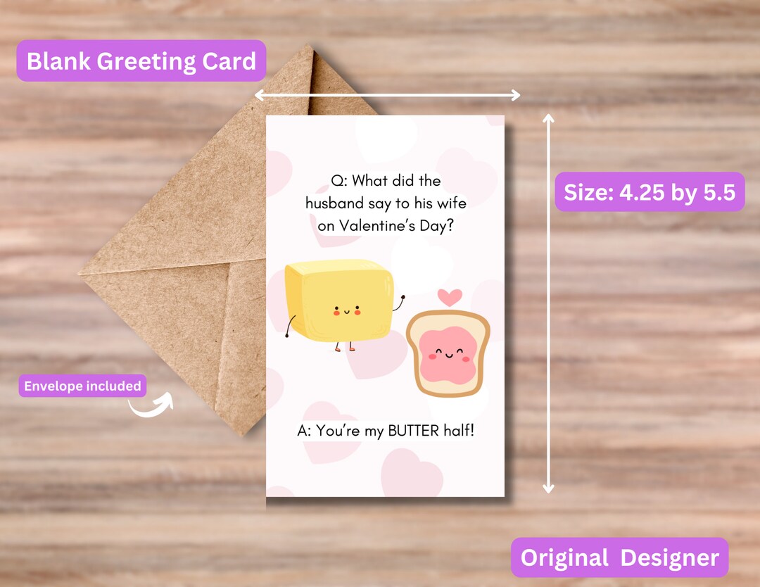 You're My Butter Half Joke Blank Greeting Card, Gift Holiday, Valentine ...