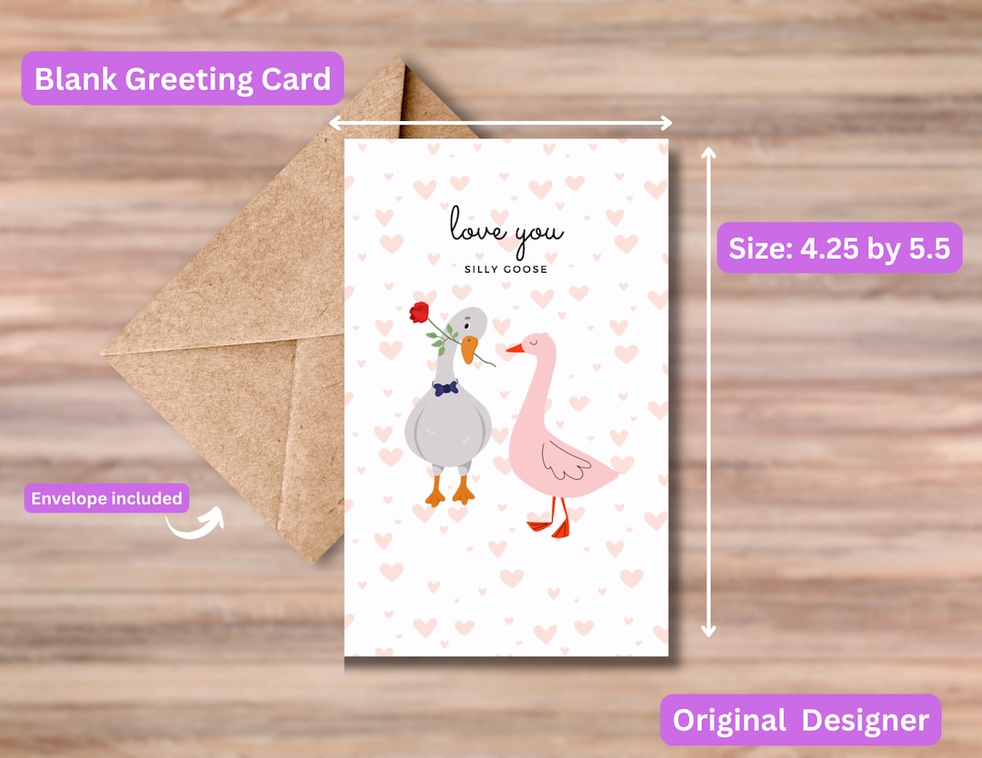 Love You Silly Goose Romantic Greeting Card, Valentines Day, for Her ...