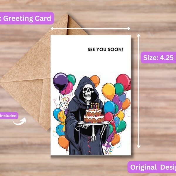 Grim Reaper Birthday Card - Etsy