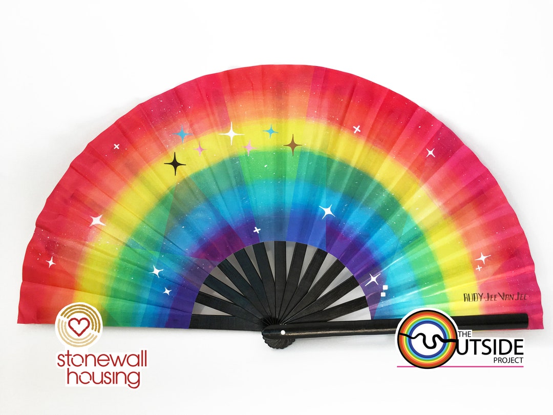 Giant LGBTQ Rainbow Pride Hand Fan Trans & POC Design in - Etsy UK