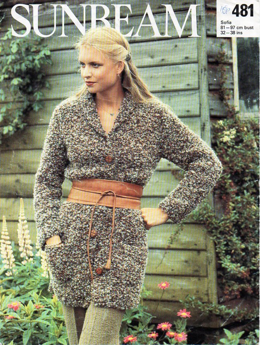 Womens Coat Knitting Pattern Pdf Ladies Chunky Long Line Jacket Vintage ...