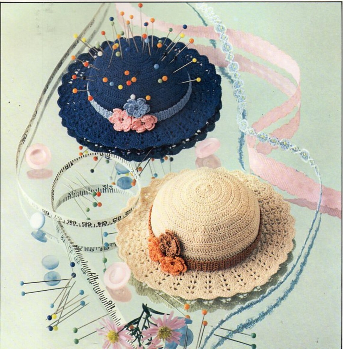Crochet Hat Pin Cushions Pattern Crochet Pattern PDF Vintage 70s Thread ...