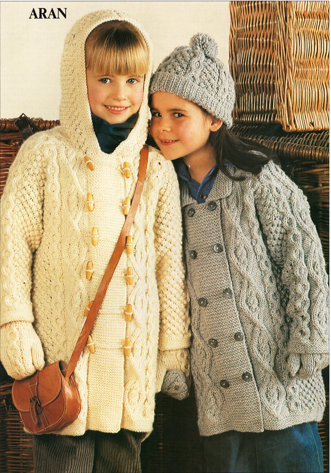 Childrens Aran Coat KNITTING PATTERN Pdf Download Childs Cable Hooded ...