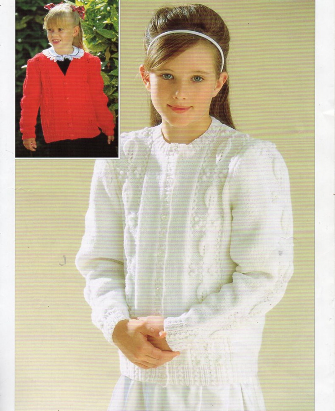 Girls Cardigan KNITTING PATTERN Pdf Download Childrens Jacket V or ...