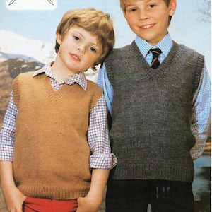 Childrens Slipover KNITTING PATTERN Pdf Download Childs V Neck Tank Top ...