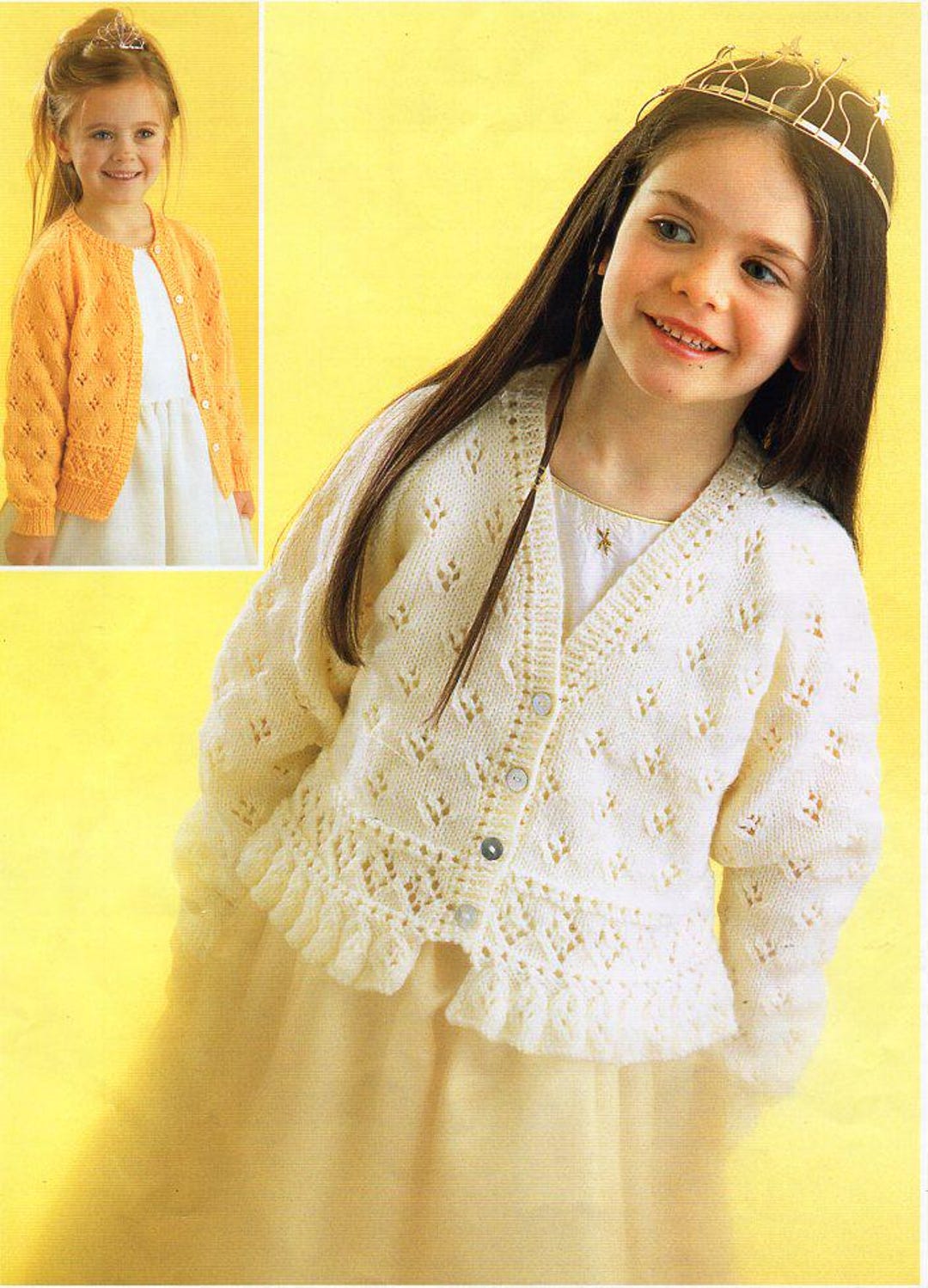 Girls Cardigan KNITTING PATTERN Pdf Download Childs Lacy Jacket V ...