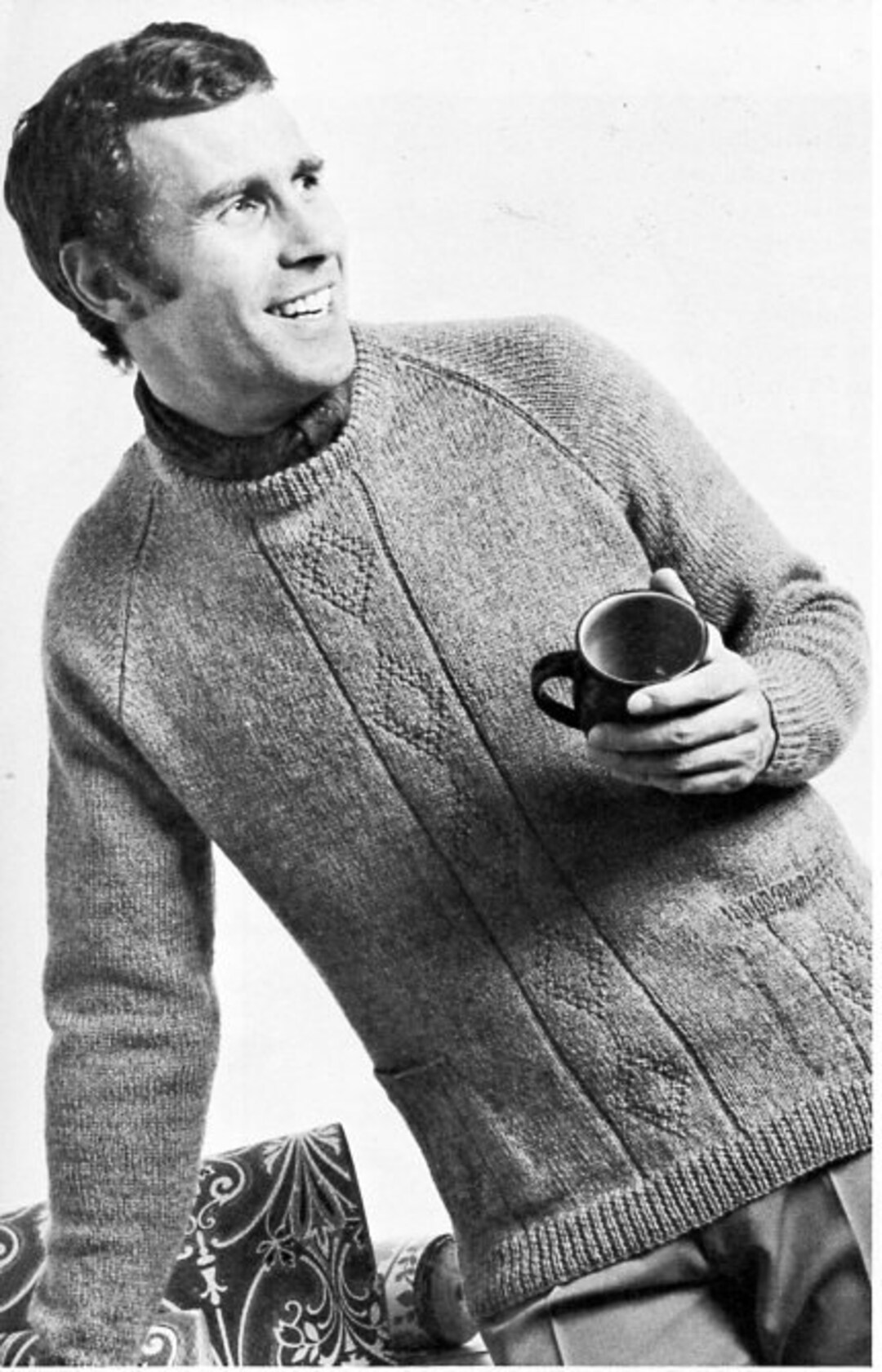 Mens Sweater Knitting Pattern Pdf Mens DK Jumper With Pockets Diamond ...