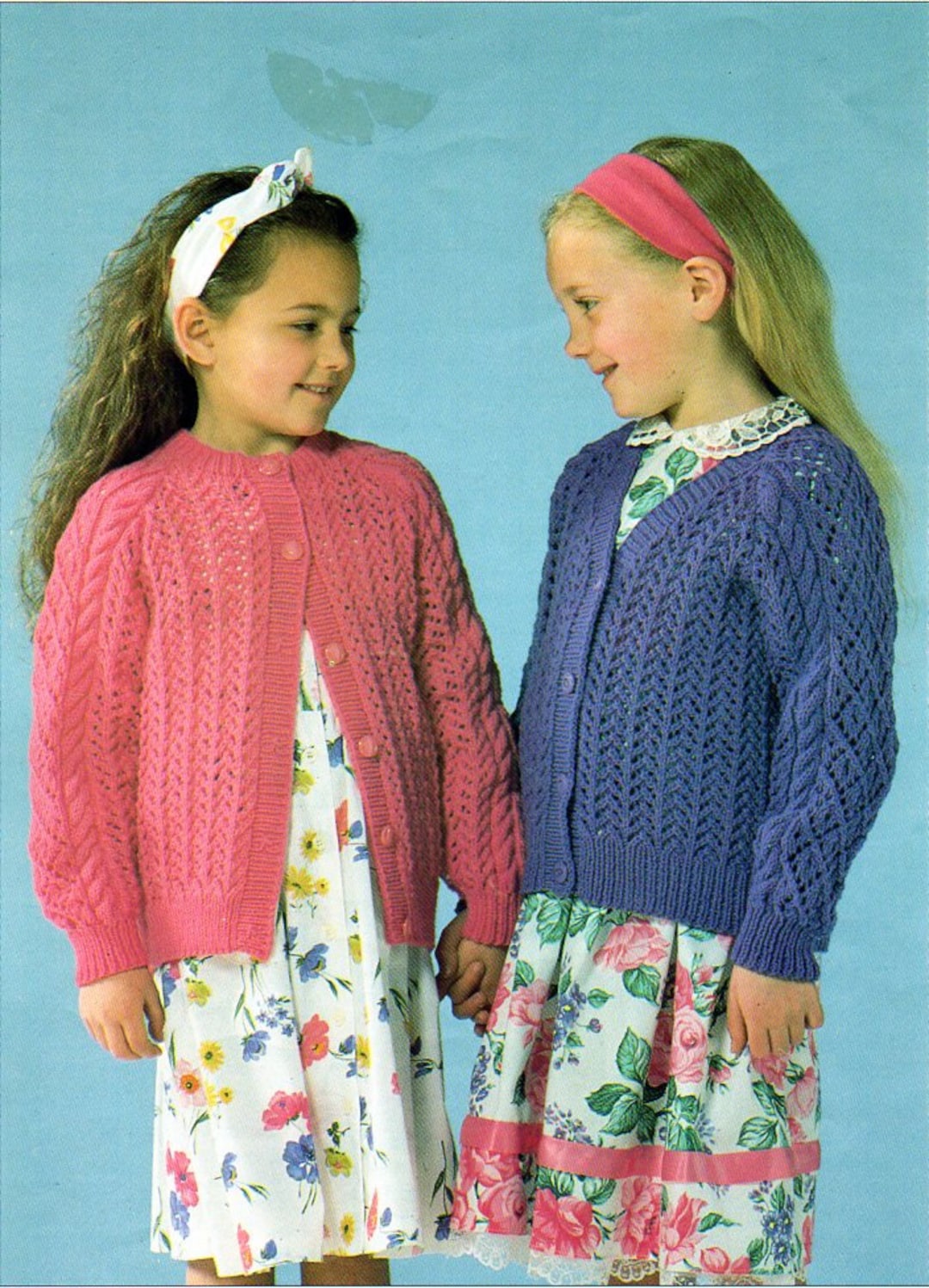 Girls Cardigan KNITTING PATTERN Pdf Download Childrens Lacy Round or V ...