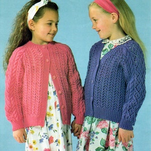 Girls Cardigan KNITTING PATTERN Pdf Download Childrens Lacy Round or V ...