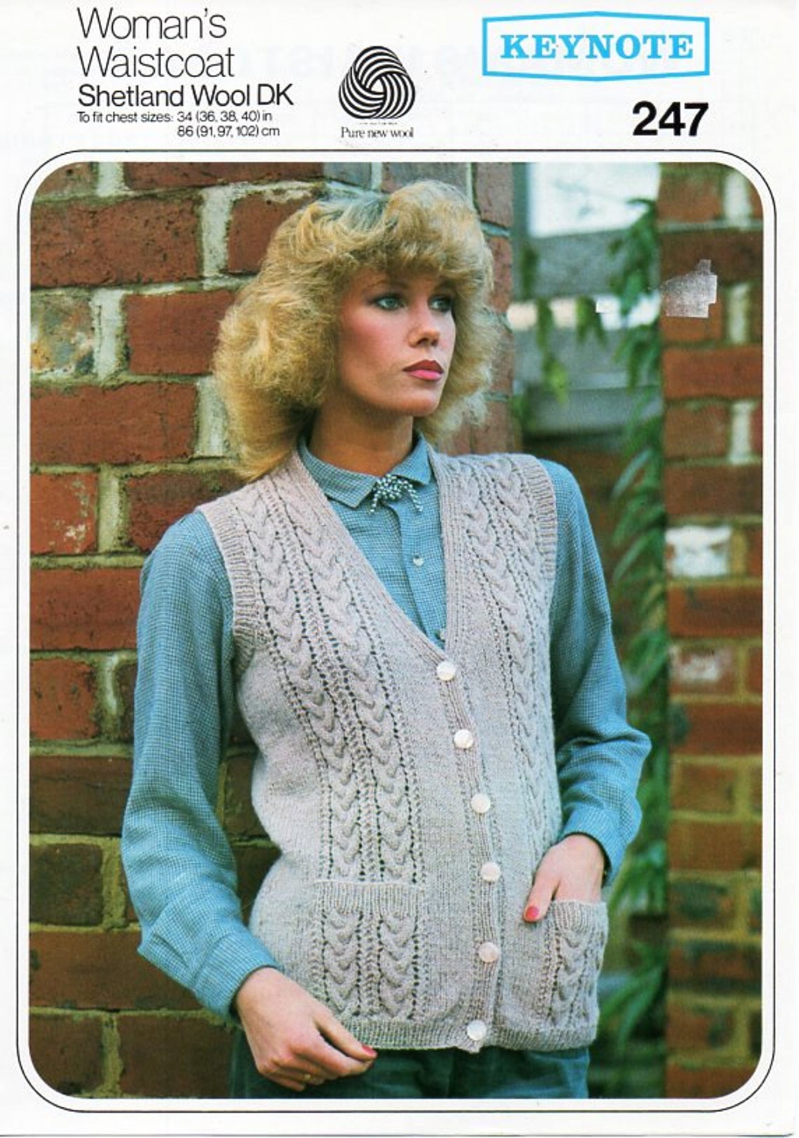 Womens Waistcoat Knitting Pattern Ladies Cable Sleeveless Cardigan With ...
