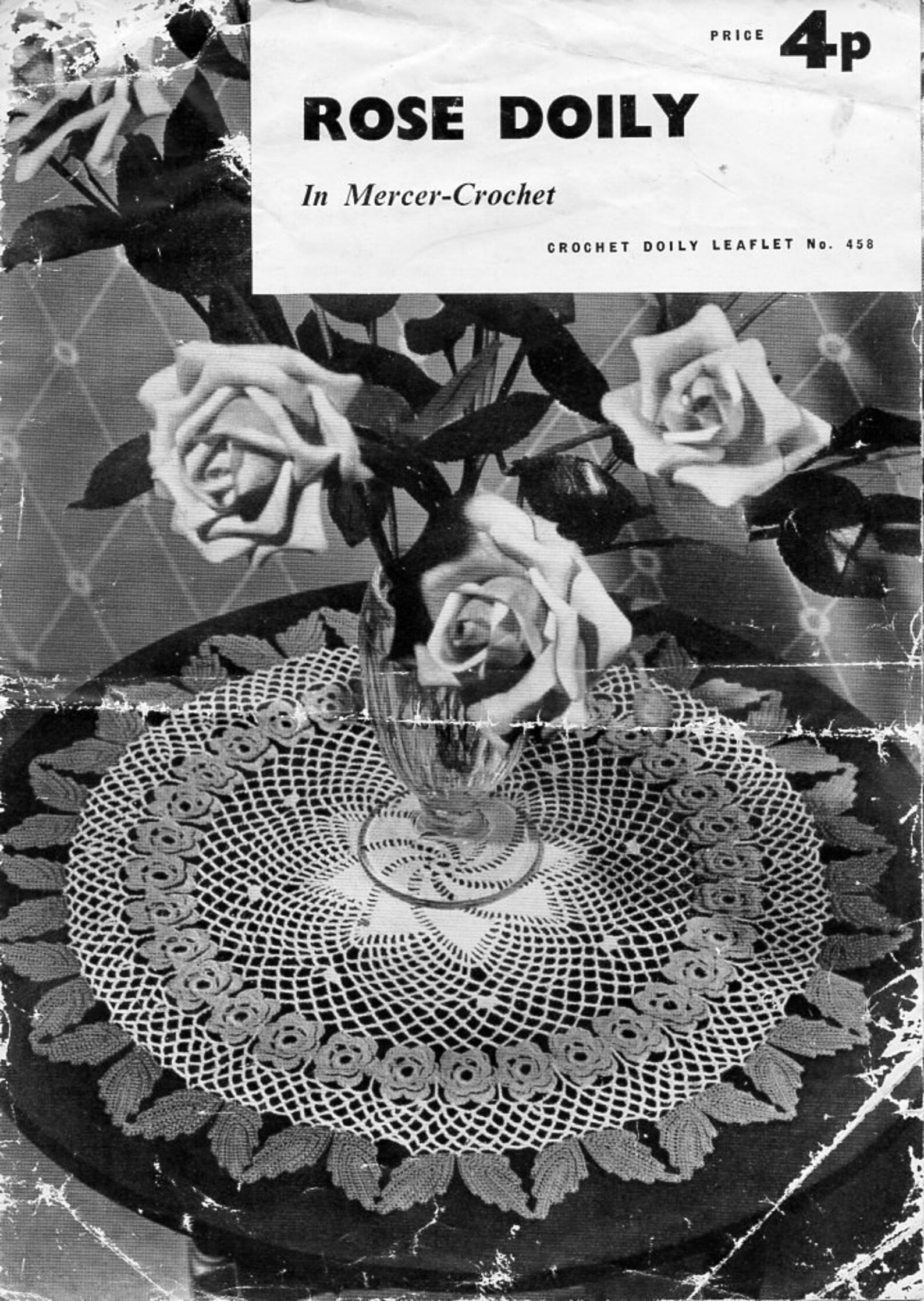 Vintage crochet rose doily Crochet pattern pdf crochet rose | Etsy