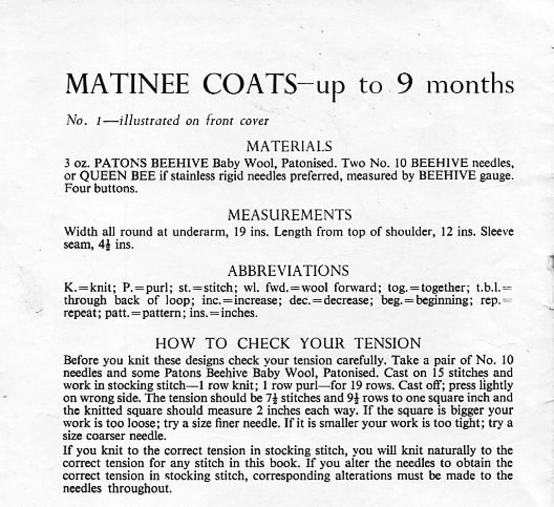 Baby Matinee Coats Knitting Pattern PDF 3 Ply Matinee Jackets | Etsy