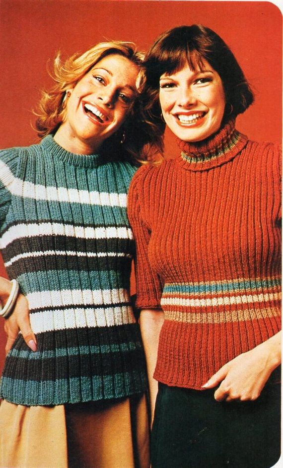 Vintage womens sweater knitting pattern pdf ladies rib jumper | Etsy