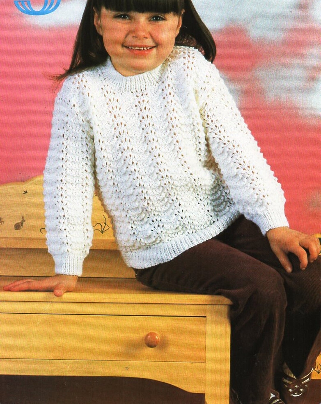 Girls Sweater KNITTING PATTERN Pdf Download Childrens Lacy Jumper ...