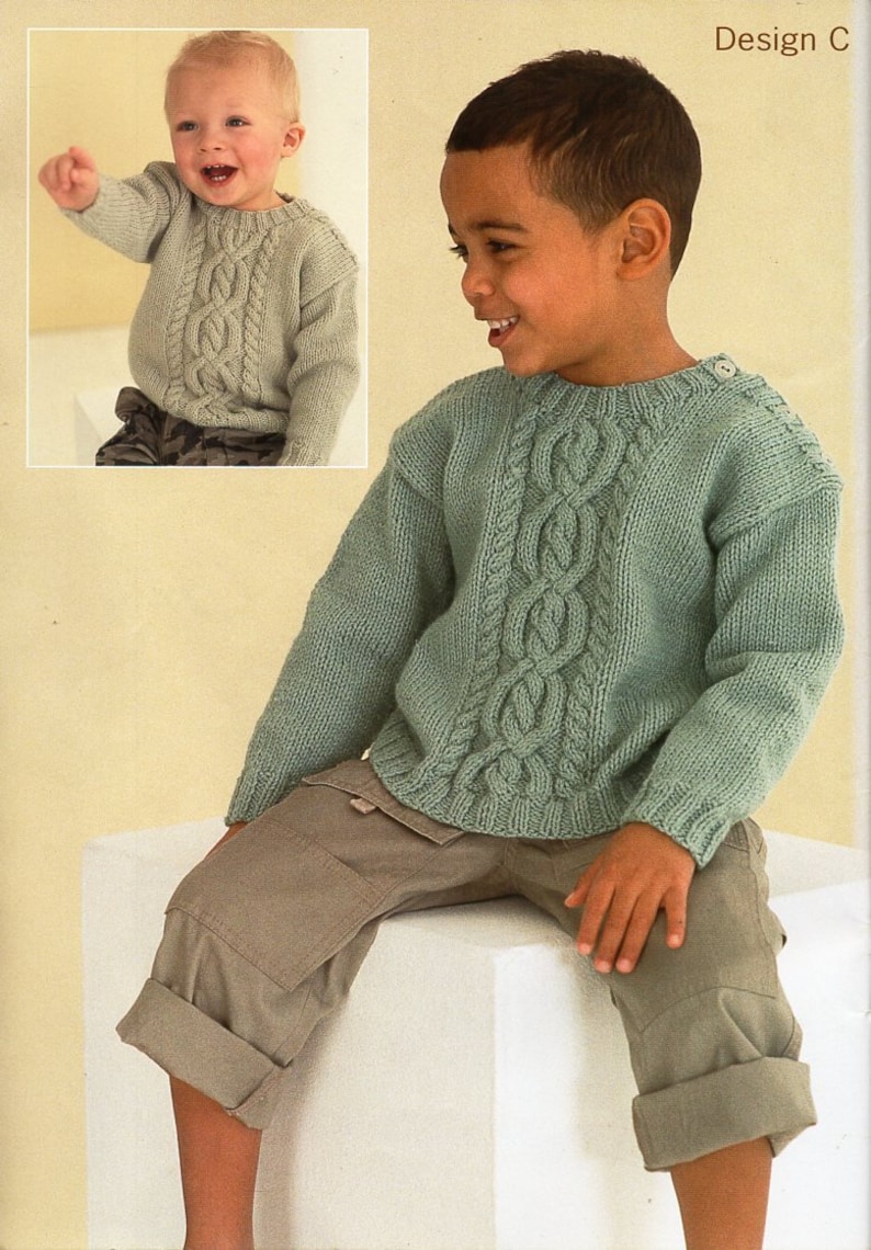 Baby Childrens Aran Sweater KNITTING PATTERN Pdf Download Childs Cable ...