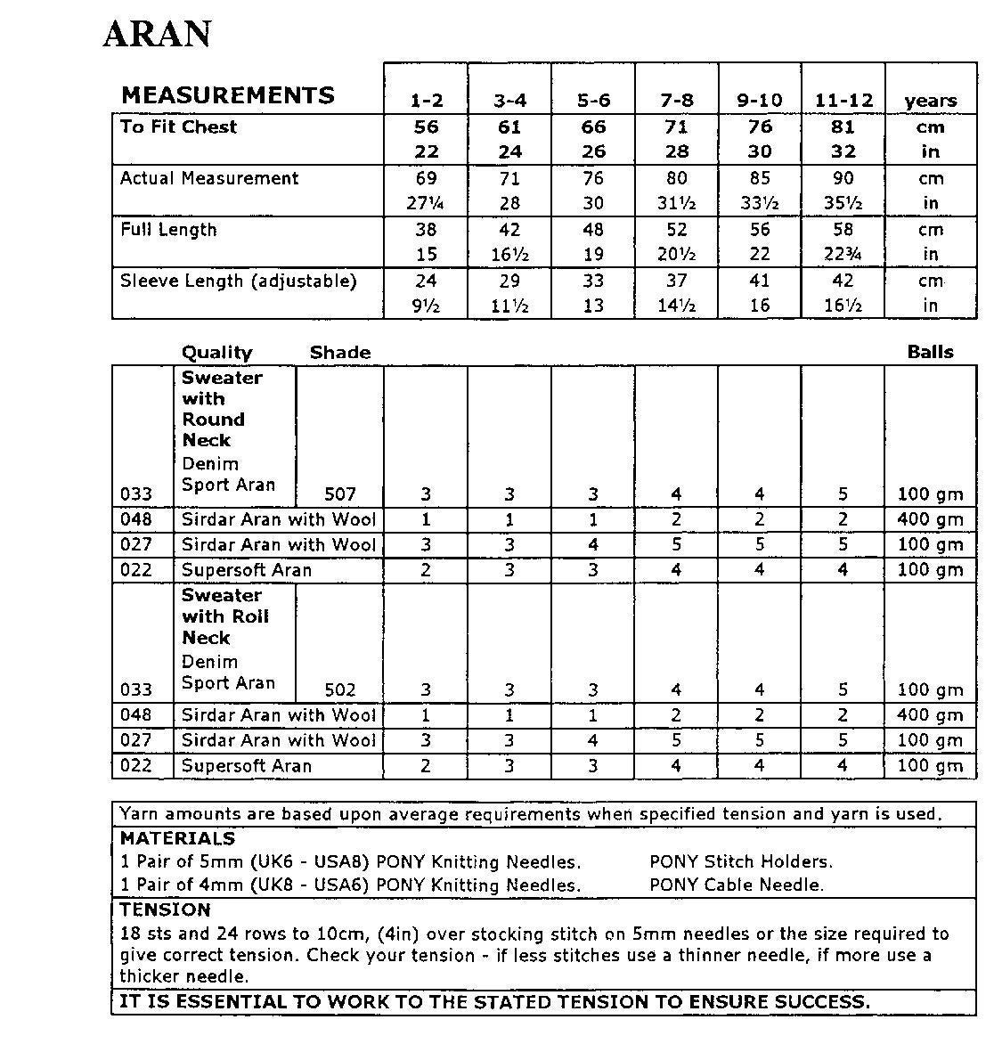 Childrens Aran Sweater KNITTING PATTERN Pdf Download Childs Cable ...