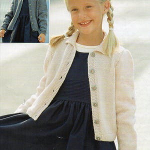 Girls Cardigan KNITTING PATTERN Pdf Download Childrens Jacket With ...