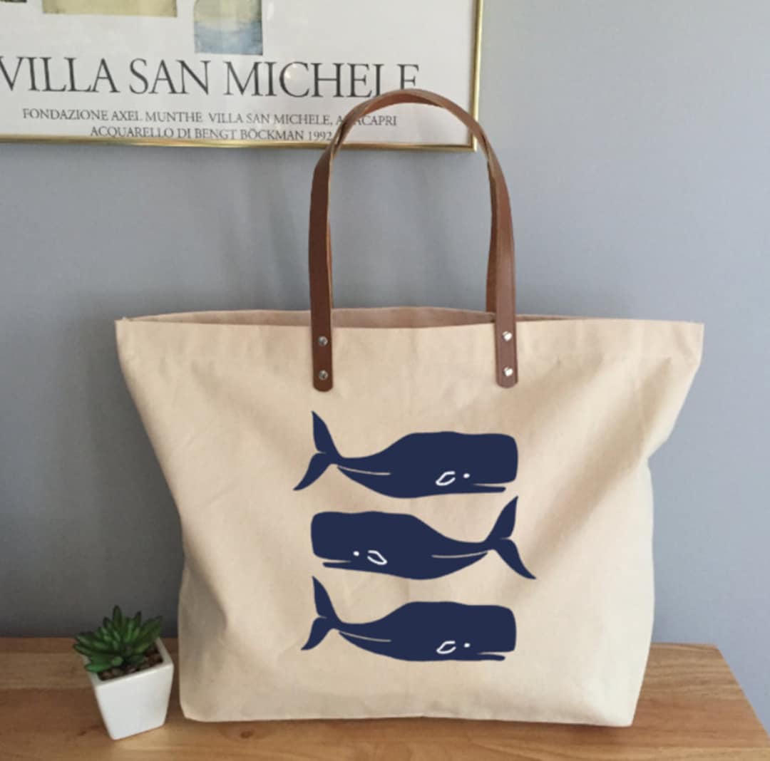 Whale Tote Bag, Humpback Whale Tote, Nautical Tote Bag, New England ...