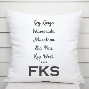 Florida Keys Pillow, the Keys, Key West Decor, Key Largo, Marathon ...