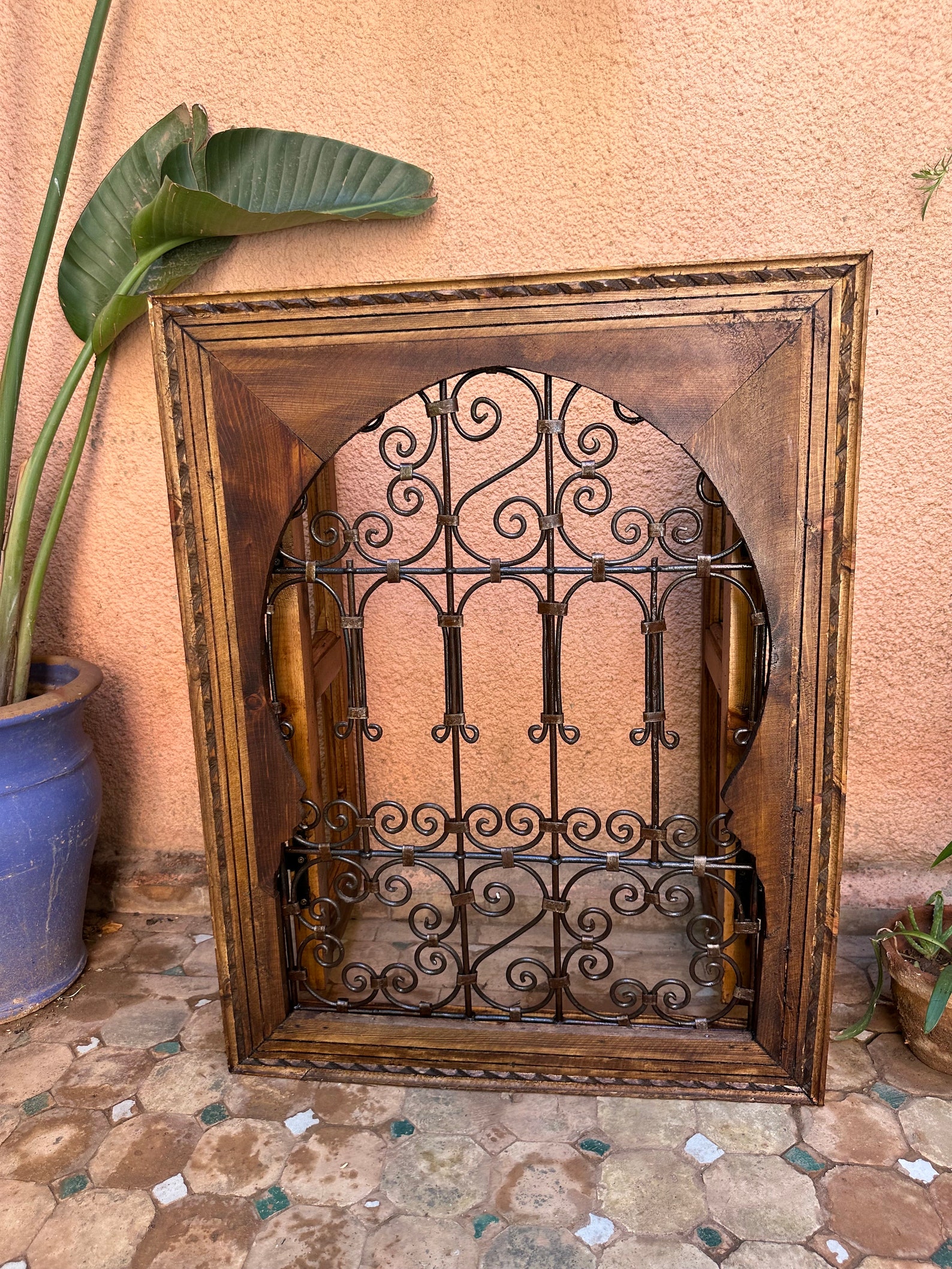 Wrought Iron Arabesque Window Mural Hand Made in MOROCCO Moroccan ...