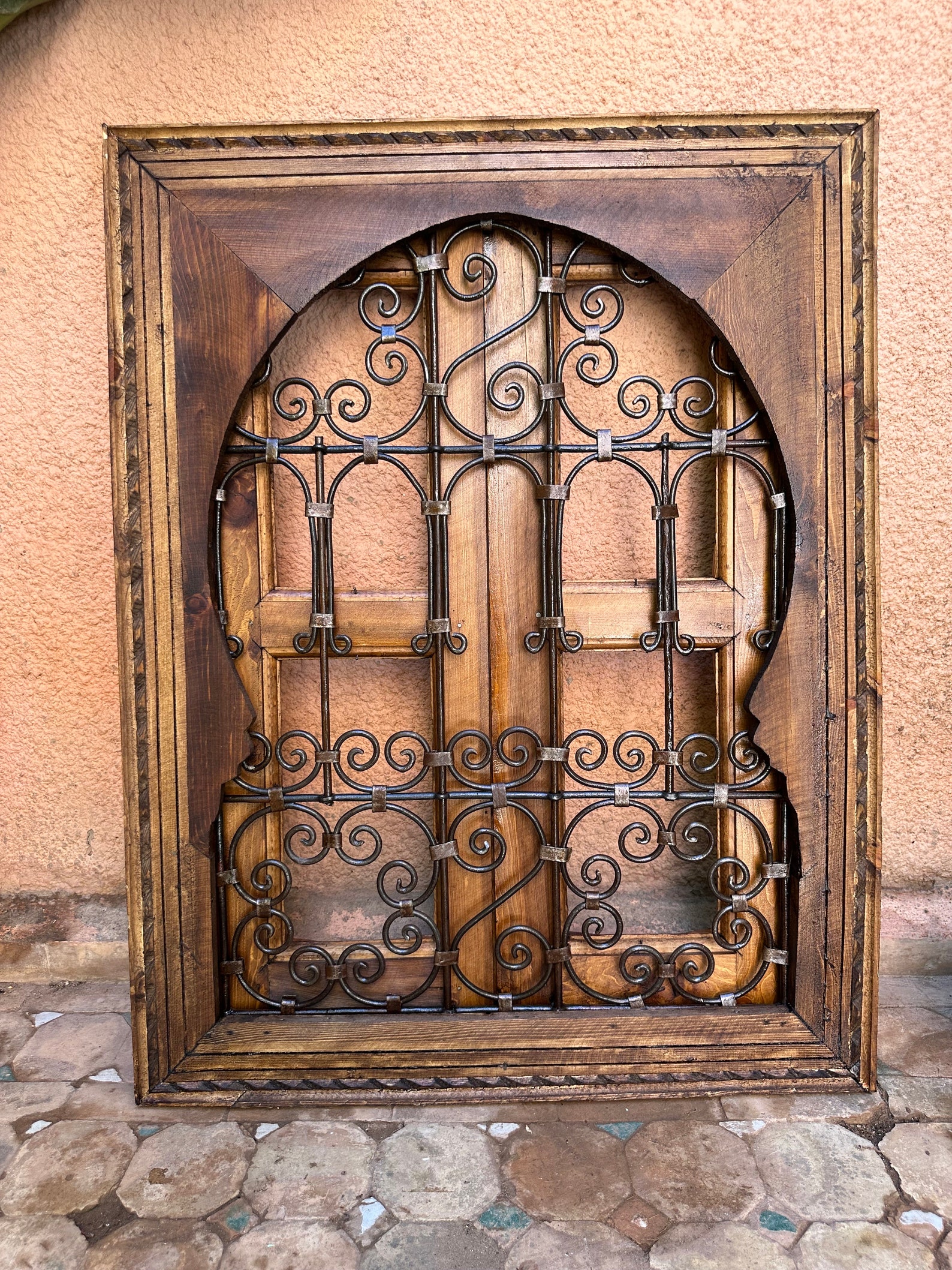 Wrought Iron Arabesque Window Mural Hand Made in MOROCCO Moroccan ...