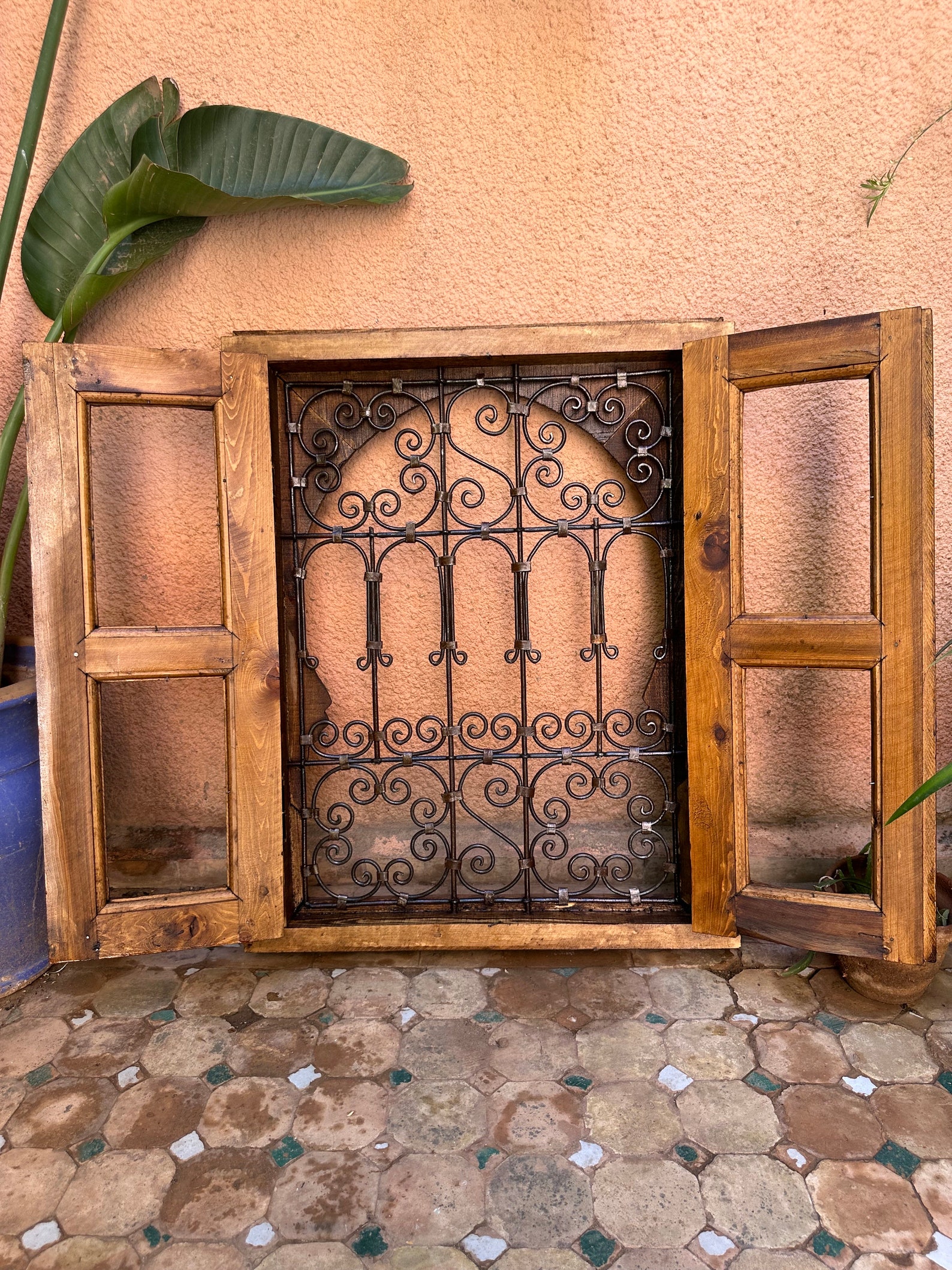 Wrought Iron Arabesque Window Mural Hand Made in MOROCCO Moroccan ...