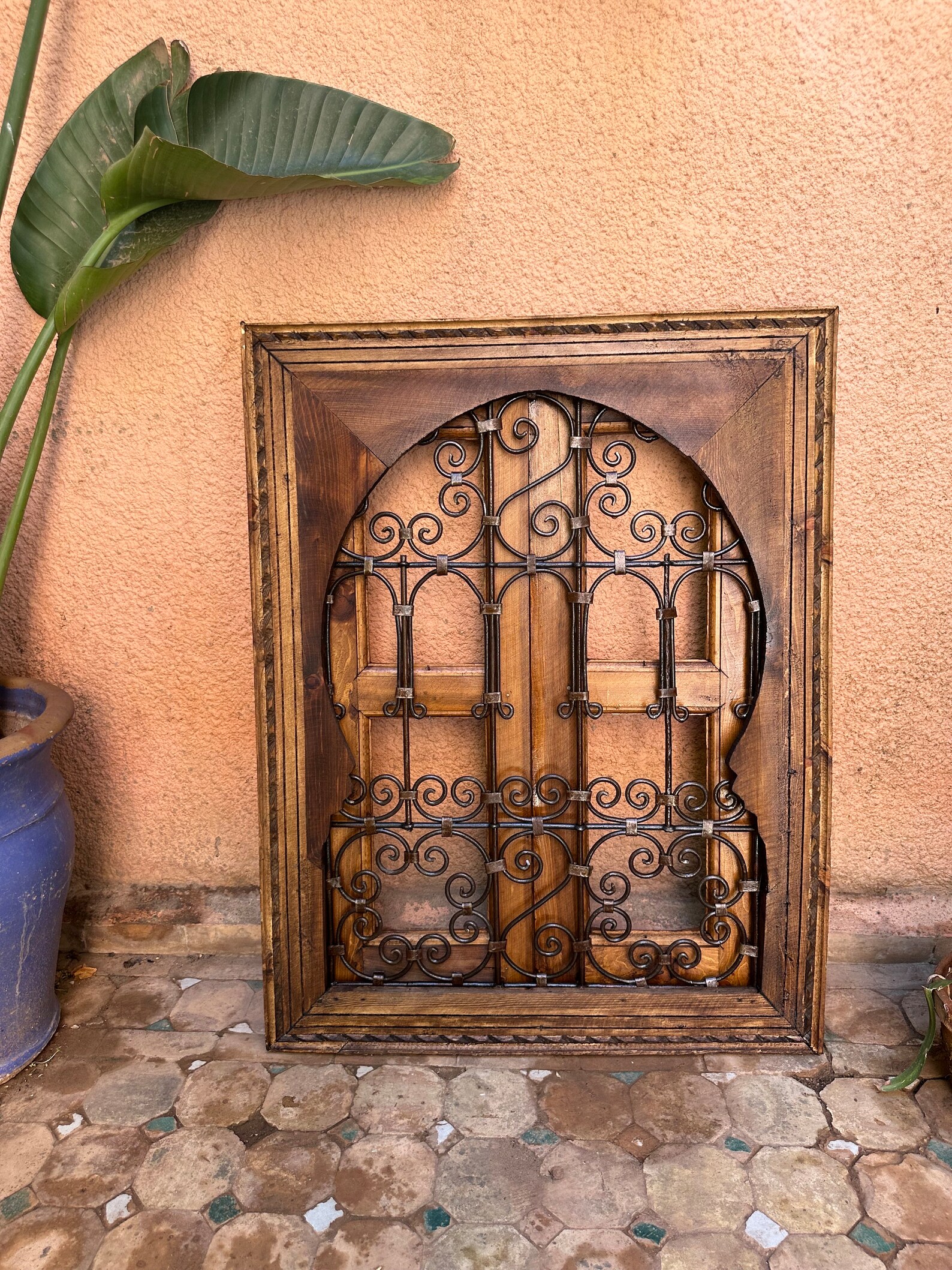 Wrought Iron Arabesque Window Mural Hand Made in MOROCCO Moroccan ...