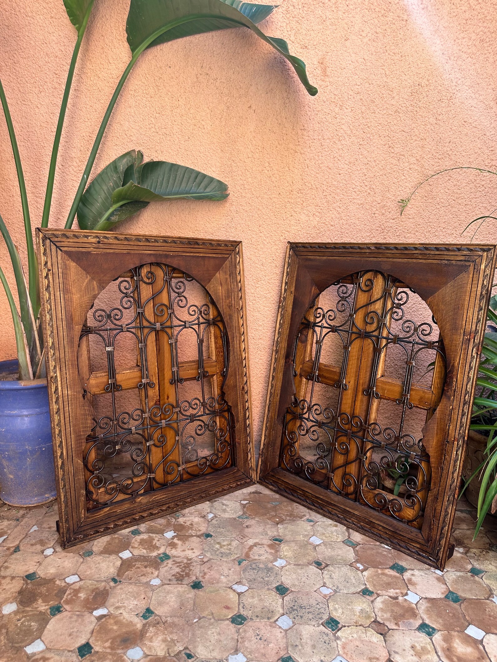 Wrought Iron Arabesque Window Mural Hand Made in MOROCCO Moroccan ...