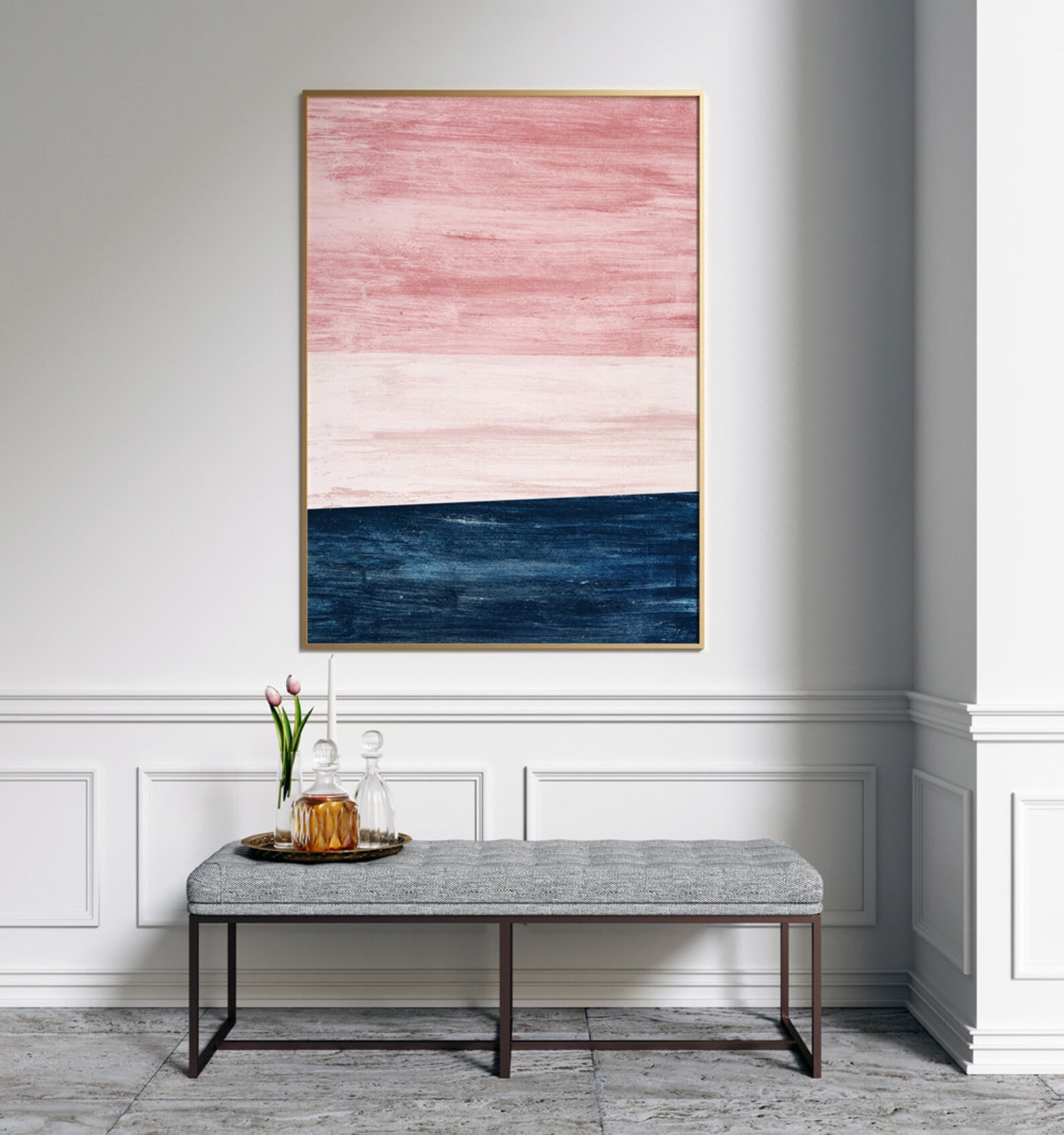 Pink Horizon Abstract Poster - Etsy