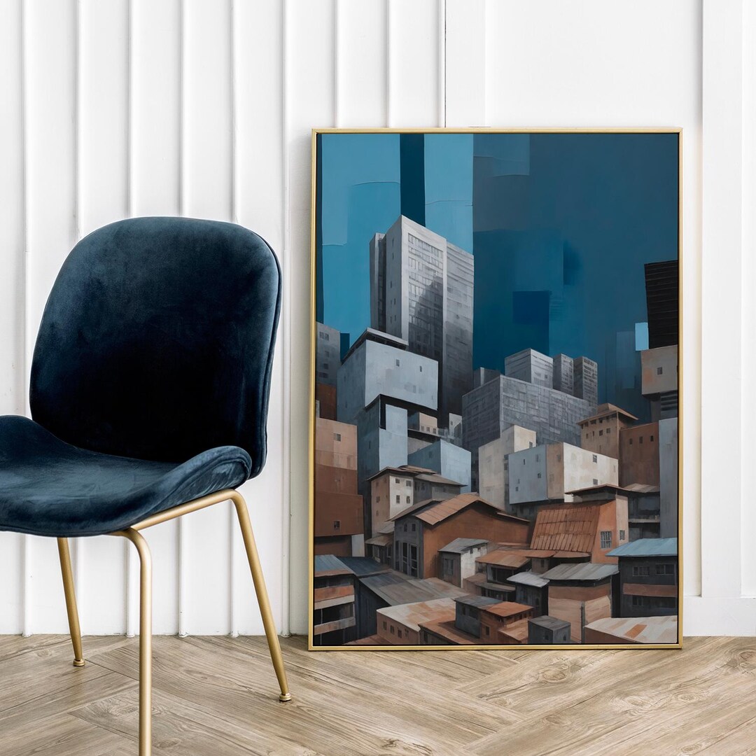 Blue Abstraction Art Poster City Wall Decor Gallery Wall Paper Print - Etsy