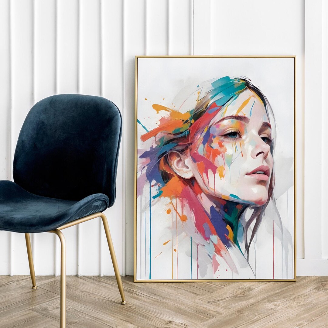 Women Girl Face Poster Print Abstract - Art Poster Decoration Colors - Etsy