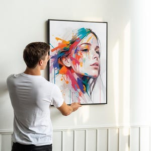 Women Girl Face Poster Print Abstract - Art Poster Decoration Colors - Etsy