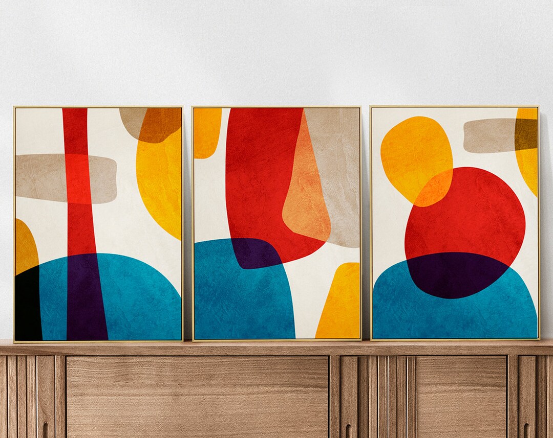 Modern Color Abstraction Posters - Set of 3 Colorful Prints - Etsy