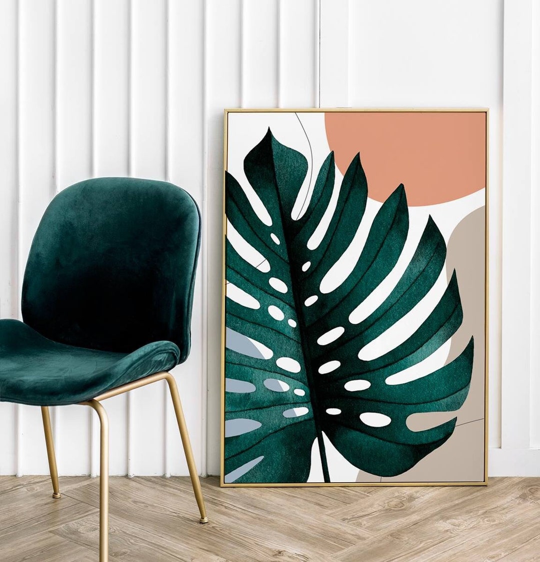 Boho Monstera Poster Leaf Botanical Poster - Etsy