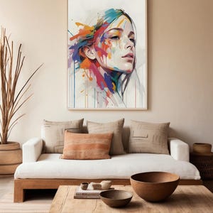 Women Girl Face Poster Print Abstract - Art Poster Decoration Colors - Etsy